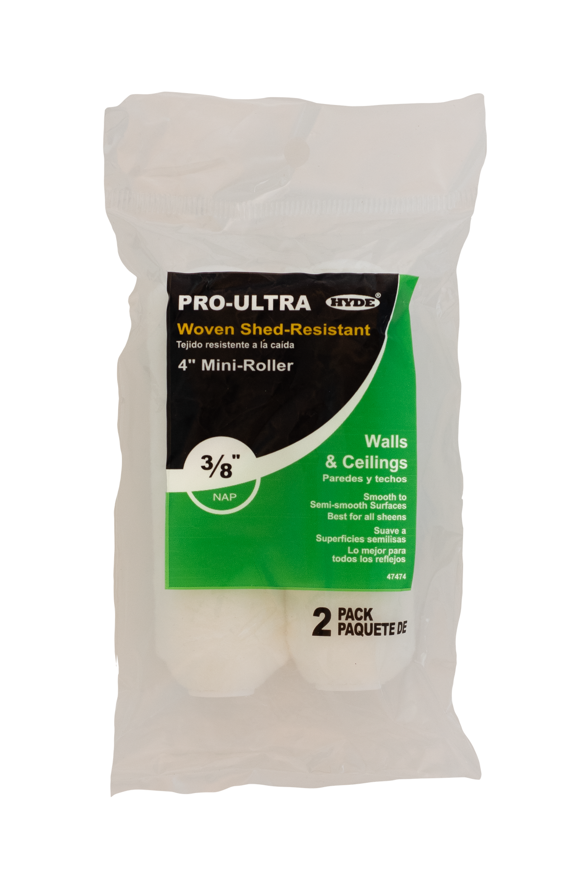 4" x 3/8" Pro-Ultra Mini Roller Cover 2-Pack — Hyde Tools