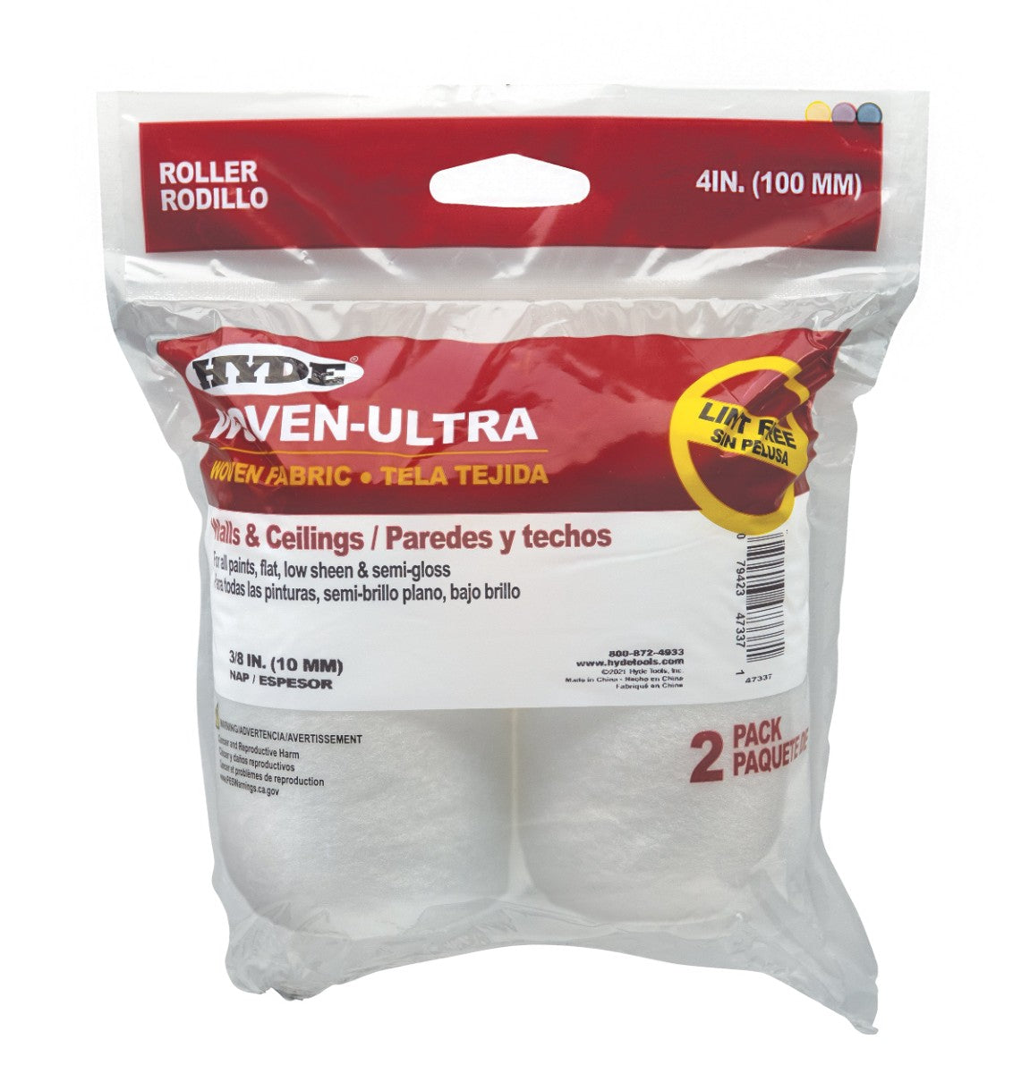 Woven-Ultra™ 4" Mini Roller Covers: 1-1/2" Core, 3/8" Nap, 2-Pack ...