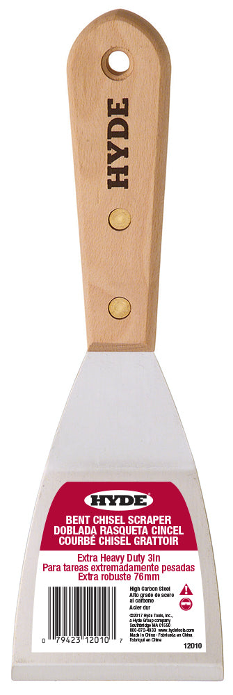 Hardwood Handle Bent Heavy-Duty Chisel Scraper — Hyde Tools